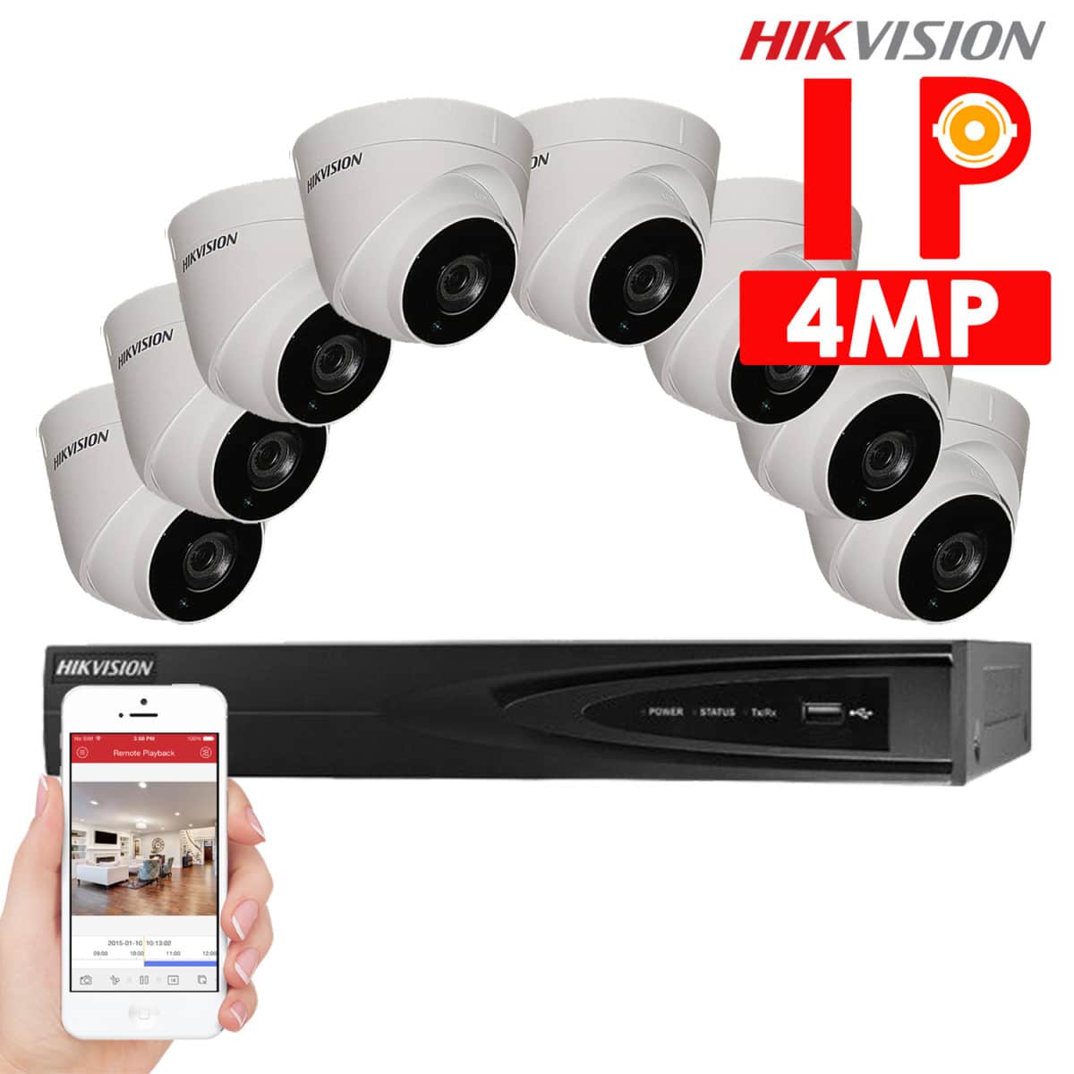 KIT Cámaras de seguridad IP Hikvision – KIT 8 cámaras IP 4Mp – Domo ...