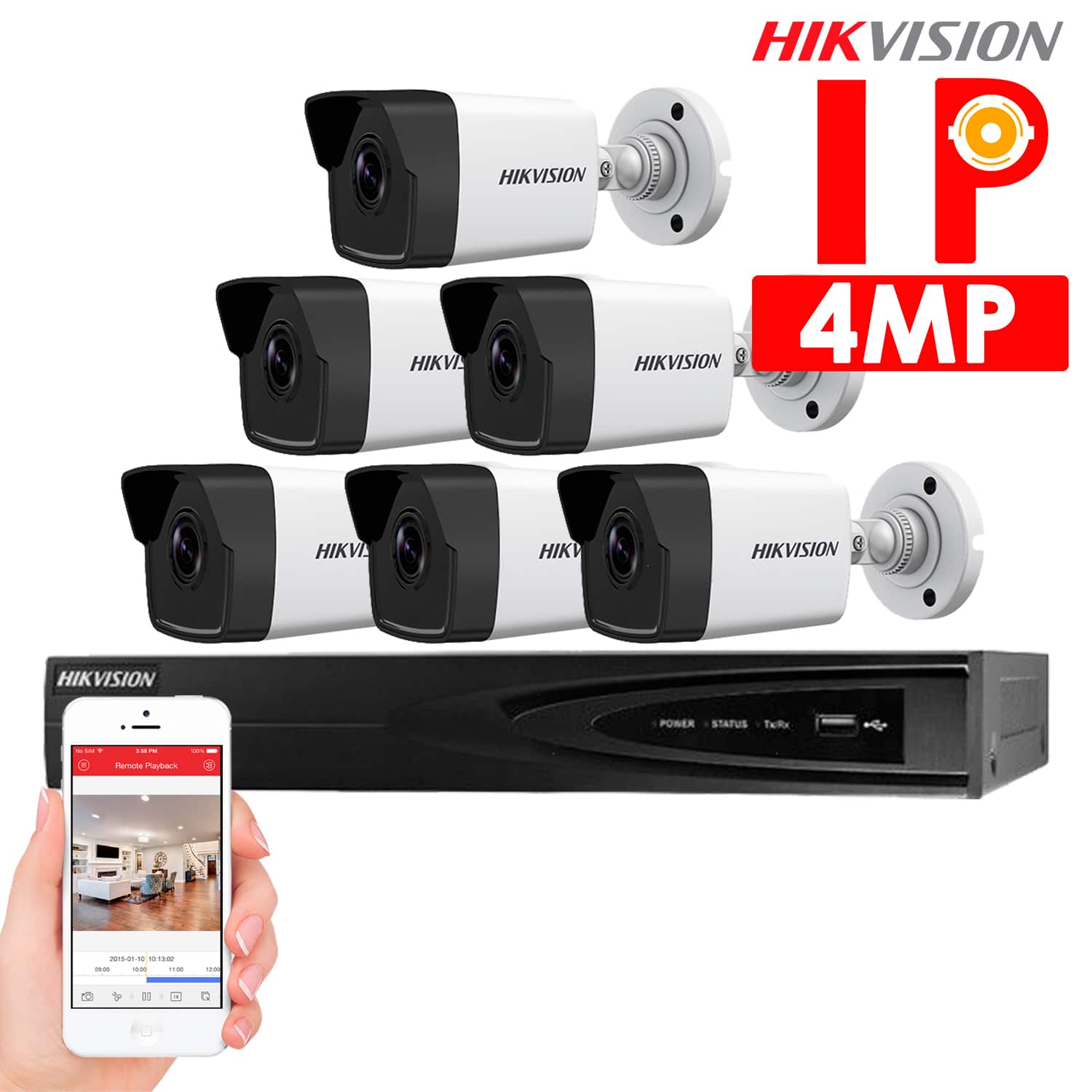 KIT Cámaras de seguridad IP Hikvision – KIT 6 cámaras IP 4Mp – Tubo ...